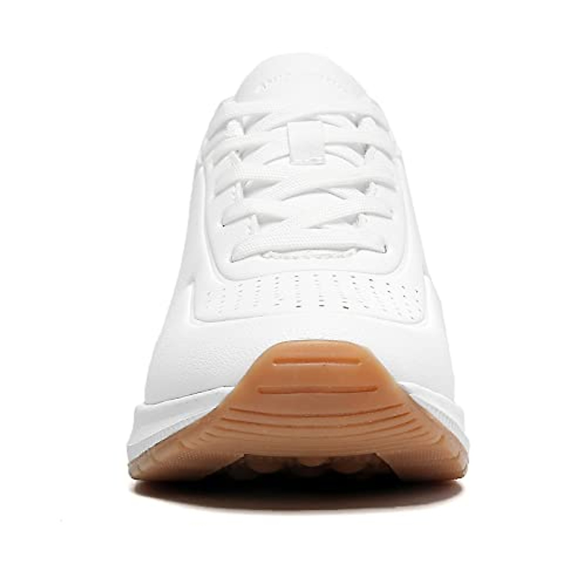 ANJOUFEMME Fashion Wedge Sneakers for Women - White Comfortable Slip on Sneakers for Women Non Slip Tennis Shoes Womens Breathable Walking Shoes