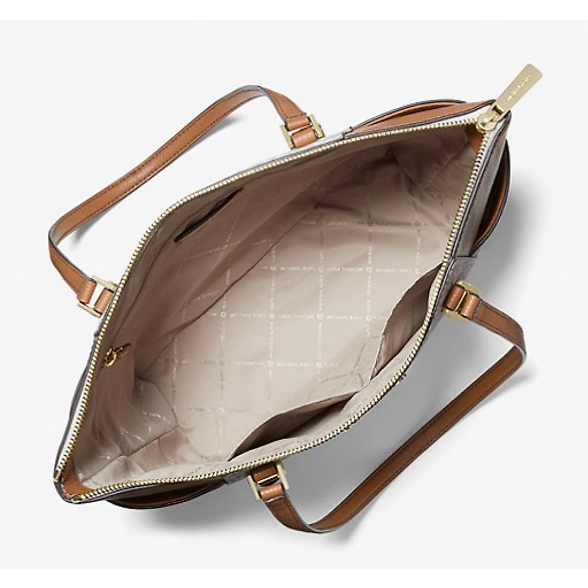 Michael Kors Charlotte Signature Large Top Zip Tote, Shoulder Bag bundle with XL Dust Bag Vanilla