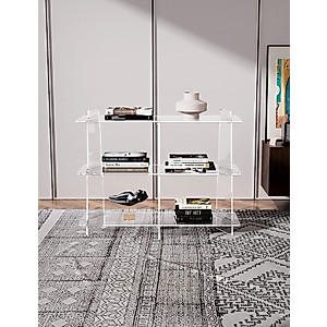 solaround Acrylic Bookshelf, Small 3 Tier Bookcase for Small Spaces,Acrylic Console Table, Hallway Entry Table for Living Room (Clear, 39.4'' x 11.8'' x 31.5'')