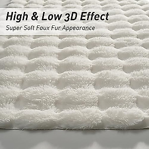 White Fluffy Faux Fur Rug - 2x6 Feet Fuzzy Sheepskin Throw Rug, Ultra Soft Shag Rug for Bedroom,Living Room,Fireplace,Nursery Decor