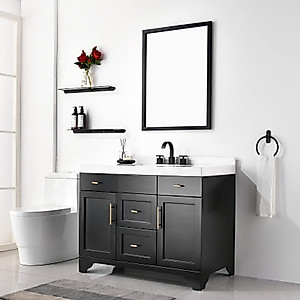 Phiestina Matte Black Waterfall Bathroom Faucet, 3 Hole Widespread 8 Inch Bathroom Faucet, with Rotatable 360 Degree Swivel Spout, Pop Up Drain and Water Supply Lines, WF001-10-MB