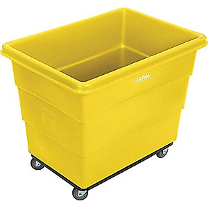 Global Industrial 16 Bushel Plastic Bulk Box Truck, Steel Chassis Base, Yellow, 42-3/5"L x 30" W x 35-3/5"H
