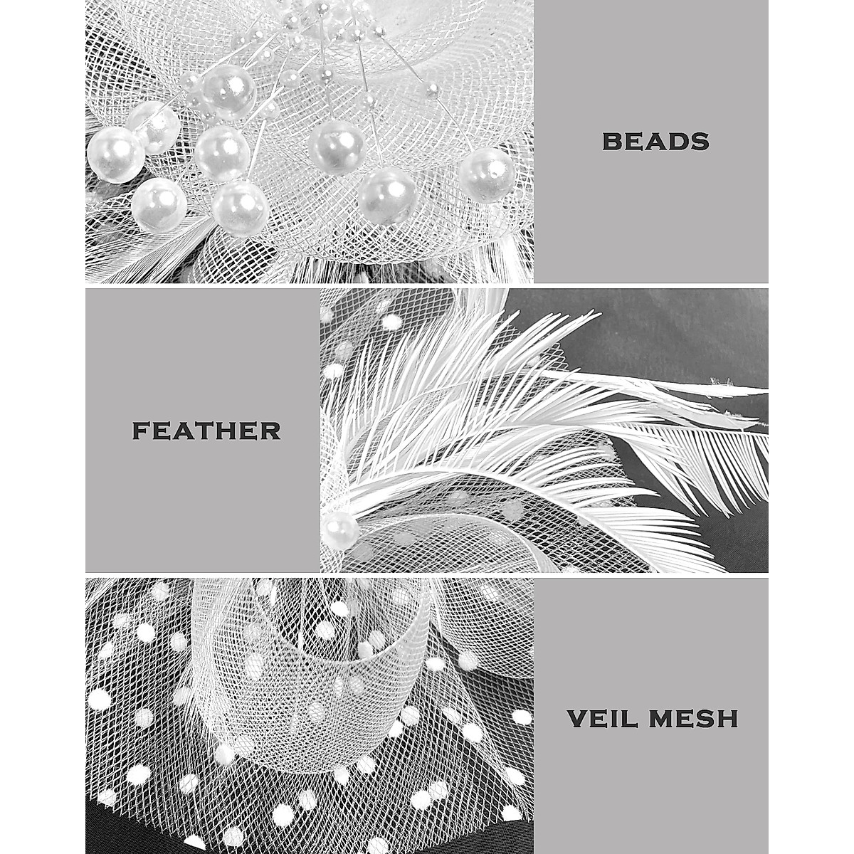 Bniksok Retro Fascinators Hat for Women Tea Party Headband Flower Weddings Bridal Shower Themed Party Favors White