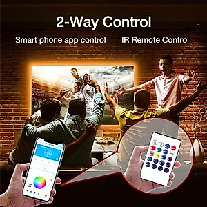 LED Lights for TV 65 Inch, TV LED Backlight, 15ft LED TV Lights for 45-75 Inch, RGB LED Strip Lights with Remote, Bluetooth APP, USB Powered Music Sync TV LED Lights for Bedroom, Gaming Room Decor