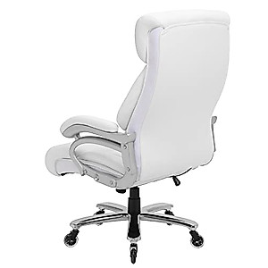 Okeysen Big and Tall 500lbs Office Chair Wide Spring Seat, High Back Large Executive Chair, Adjustable Lumbar Support Quiet Rubber Wheels Heavy Duty Metal Base, Office Chair for Back Pain (White)