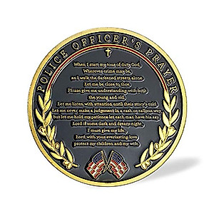 AtSKnSK Police Officers Law Enforcement Challenge Coin Thin Blue Line Police Prayer Coin