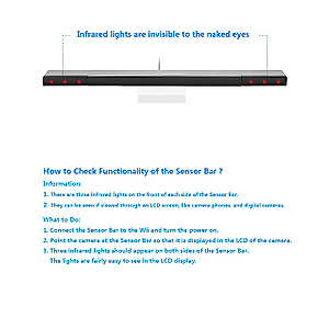 USB Wired Wii Sensor Bar, Replacement Infrared Ray Motion Sensor Bar for Nintendo Wii/ Wii U/ PC -Black & Silver