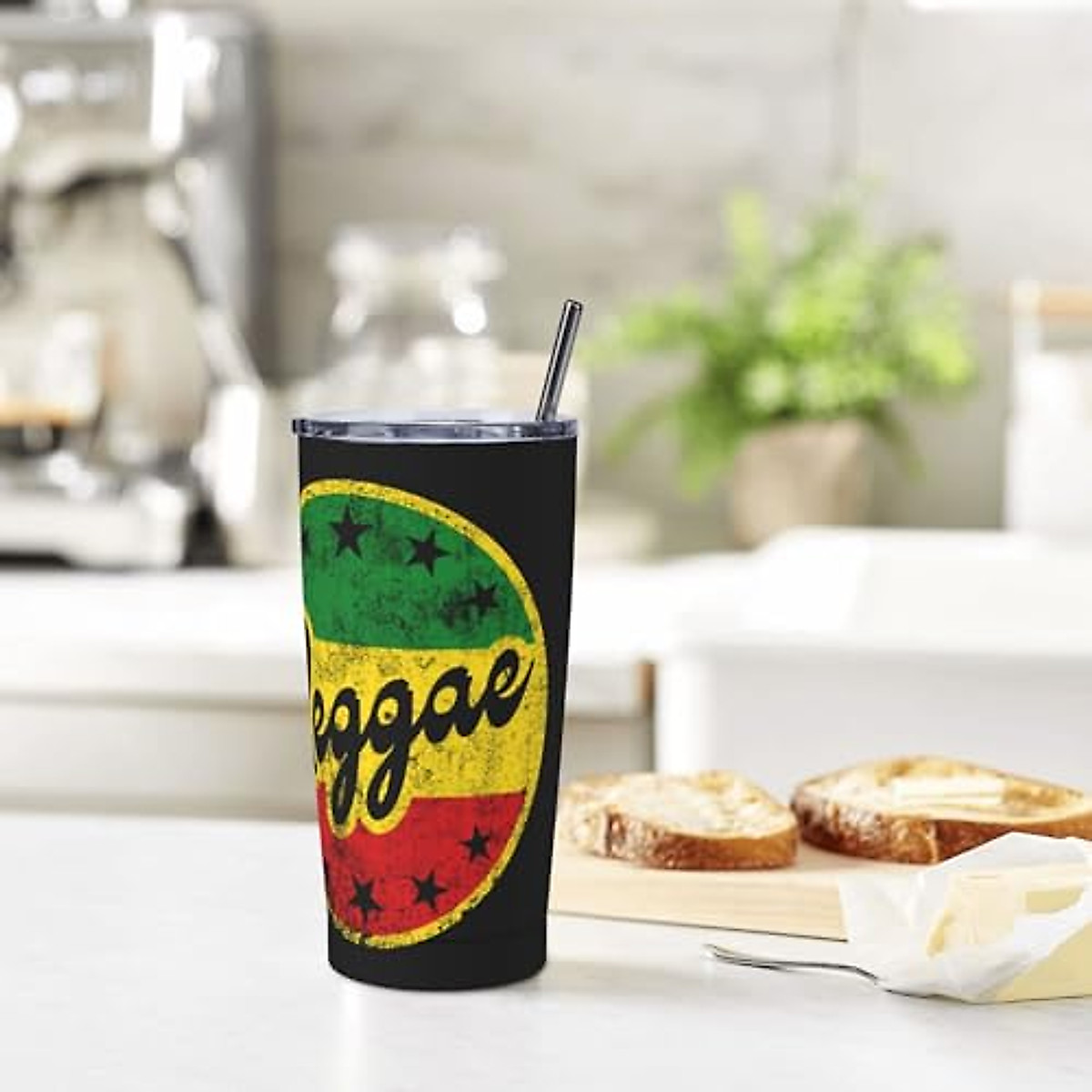 VKKOEWL Jamaican Reggae Logo Stainless Steel Insulated Tumbler 20 Oz Travel Water Bottle Coffee Mug Drink Cup With Lid Straw