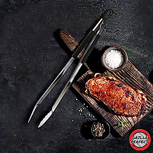 Grill Tongs Very Long 20-inch Heavy Duty for BBQ and Grilling | Extra Long Stainless Steel Grilling Tongs for Outdoor Grill and Kitchen Cooking | Long Metal Tongs with Safety Hand Grips