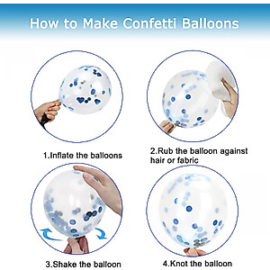 QueCemic Paw Print Balloons Set, 50pcs 12Inch Blue White Paw Print Balloons, Blue Latex Confetti Balloons for Birthday Baby Shower Wedding Graduation Pet Party Decoration