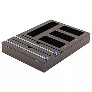 Rejuvv Bamboo 6 IN 1 Foil And Wrap Dispenser With Food Storage Bag Organizer for Kitchen Drawer, Foil And Baggie Organizer, Compatible With Wrap, Foil, Gallon, Quart, Snack Bags (Black)