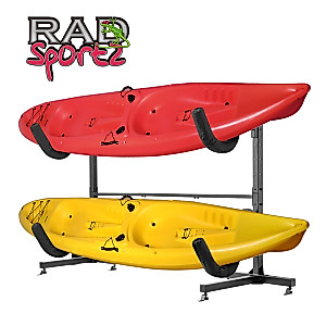 RAD Sportz Indoor Outdoor Freestanding Heavy Duty Two Kayak Storage Kayak or Paddle Board Storage Rack System