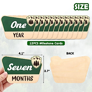 Huray Rayho 12 Pcs National Park Baby Monthly Photo Props Cards Rustic Wooden Baby Months Signs Adventure Theme Newborn Photography Props for Baby Shower Mountain Hiking Lovers Pregnancy Gift