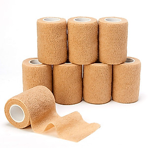 Self Adhesive Bandage Tape (3 Inches X 5 Yards), 8 Pack Elastic Cohesive Bandage Medical Wrap for First Aid, Sports, Wrist & Ankle