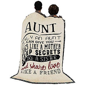 Only an Aunt Can Give You Hugs Like a Mother Blanket - Gift Tapestry Throw Woven from Cotton - Made in The USA (72x54)