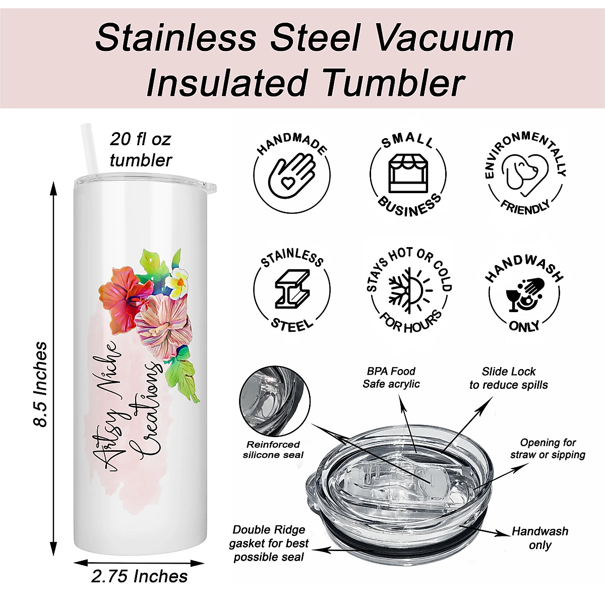 20 oz Lisa Characters Frank Rhinestone Print Handmade Stainless Steel Insulated Sublimation Tumbler