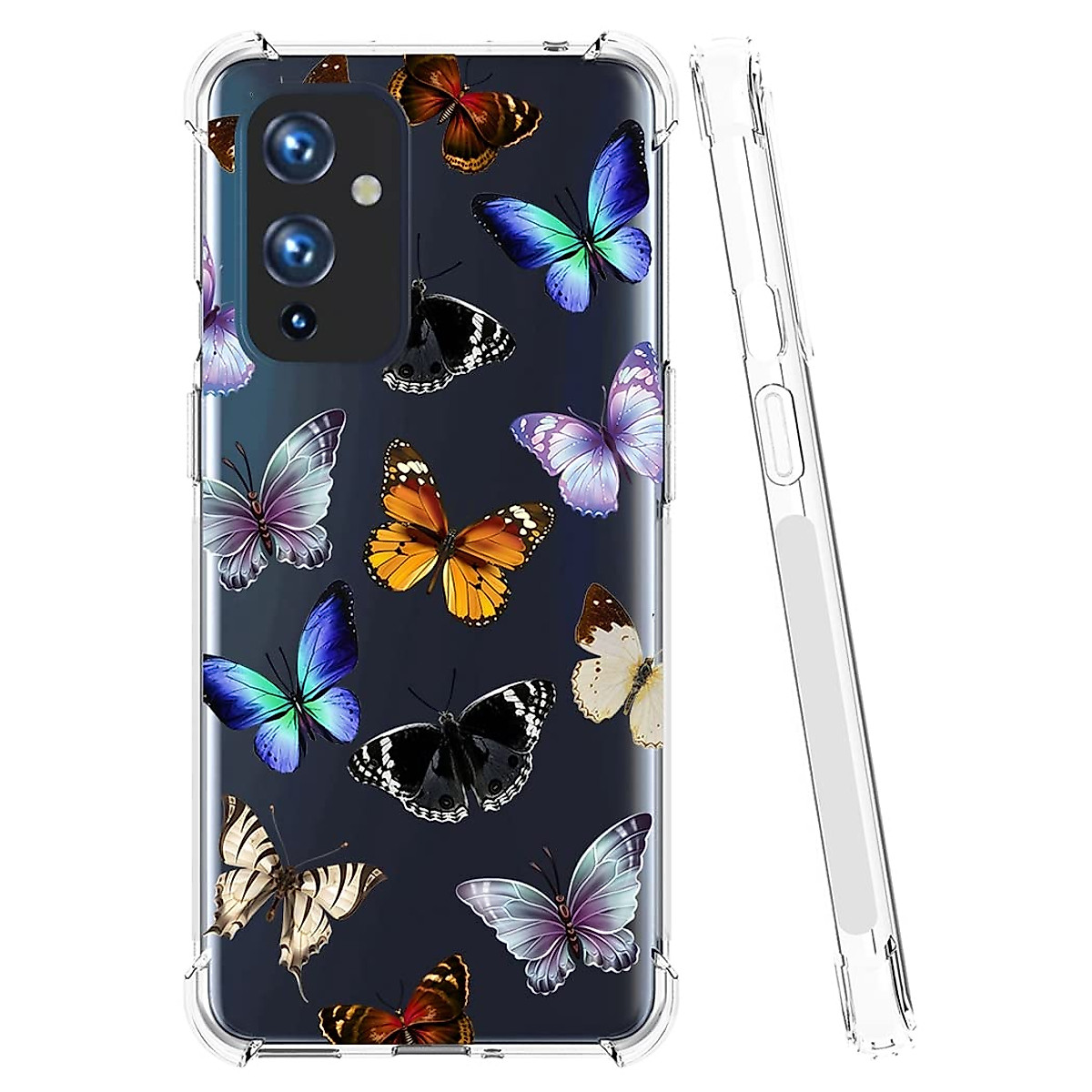 Yerebel Case for OnePlus 9 5G LE2110 Cute Case, Clear Flexible Bumper TPU Soft Rubber Silicone Cover Phone Case for OnePlus 9 (Butterfly)