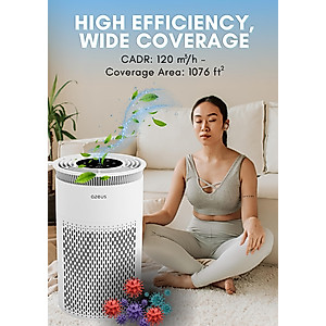 Azeus Air Purifier for Large Rooms, Home, Pets, Bedrooms, Up To 1076 ft² H13 True HEPA Filter, 25db Filtration System Cleaner Odor Eliminators, Ozone Free, Remove 99.97% Dust Smoke VOCs