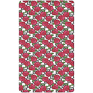 Roses Themed Fitted Crib Sheet,Standard Crib Mattress Fitted Sheet Ultra Soft Material-Baby Sheet for Boys Girls,28“ x52“,Multicolor