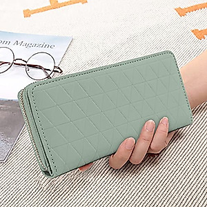 TAN.TOMI Wallets for Women,Vegan Leather Card Holder Bifold Womens Wallet,Large Capacity Wallet Women Zipper Coins Pocket with ID Window Light mint