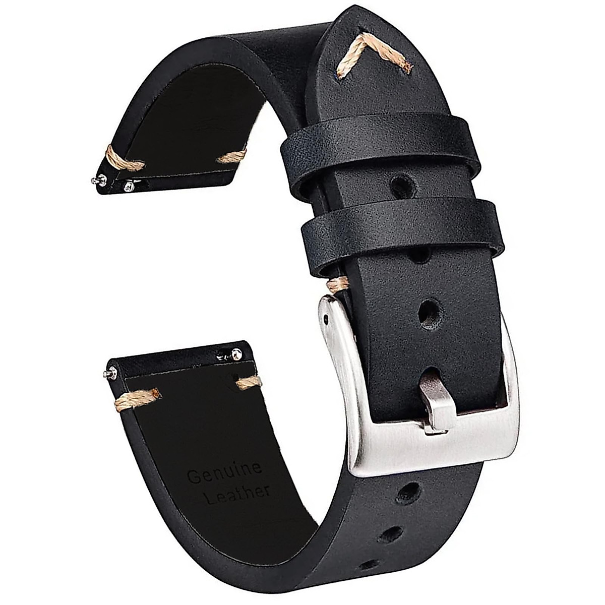 Niziruoup Watch Band Top Grain Leather Strap 19mm 20mm 21mm 22mm Vintage Quick Release Crazy Horse Oiled Leather Watch Strap Bracelet Genuine Replacement Band for Men Women, Leather, Black