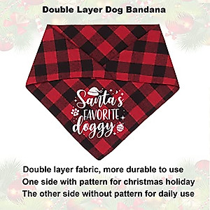 PTDECOR 2 Pack Dog Christmas Bandanas, Classic Red Green Plaid Dog Bandana Scarf Triangle Bibs Kerchief Christmas Dog Bandanas for Medium Large Dogs Pets (Christmas, Large)