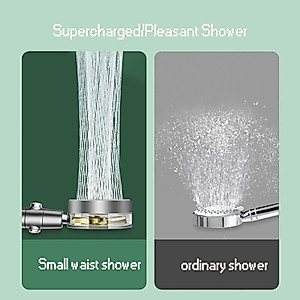 High Pressure Shower Heads 3 Pieces Handheld Turbo Fan Shower Head With Filters Stainless Hose 360 Degrees Rotating Shower Head Jet Shower Head Kit Turbocharged Pressure Propeller Driven Showerhead Ea