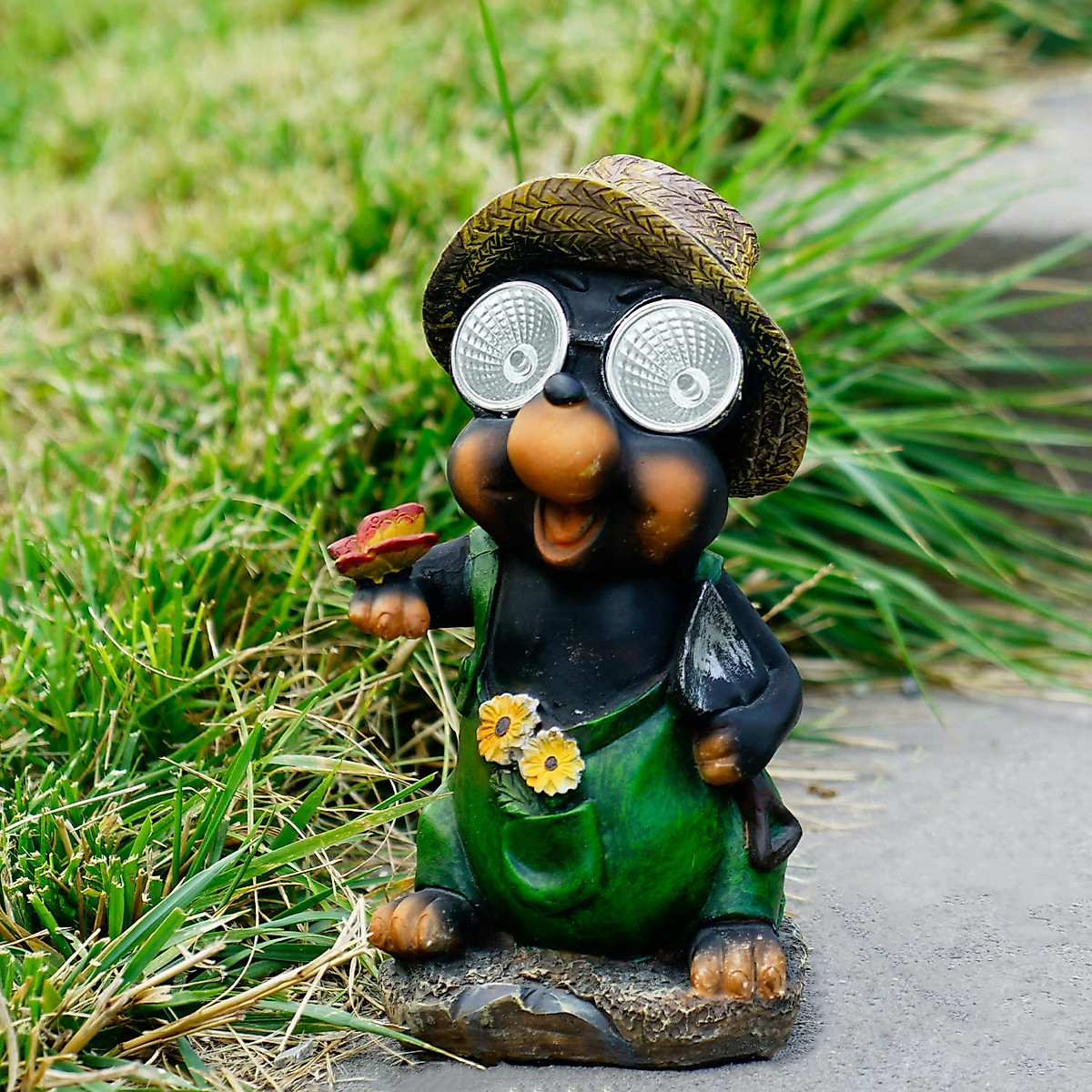 Iweshal Garden Statues Decor Outdoor Resin Garden Figurines with Solar Lights, Garden Sculptures & Statues Animal Ornaments for Outside Patio Lawn Yard Porch Christmas Decorations Gift