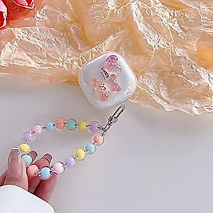 AOLABOKY Earphone Case for Samsung Galaxy Buds Live/Buds pro/Buds 2 Charging Box,Cute Cartoon Bear Rabbit Transparent Earphone Protective case with Keychain (Bear)