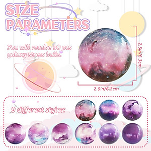 30 Pcs Galaxy Stress Balls,2.5 Inch Outer Space Theme Foam Stress Balls,Stress Relief Balls for Children,Squeeze Anxiety Fidget Sensory Balls for Party Favors,Decorations