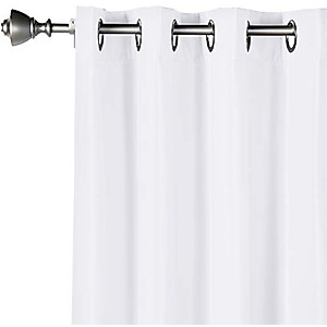 Amazon Basics Room Darkening Blackout Window Curtains with Grommets - 52 x 84-Inch, White, 2 Panels