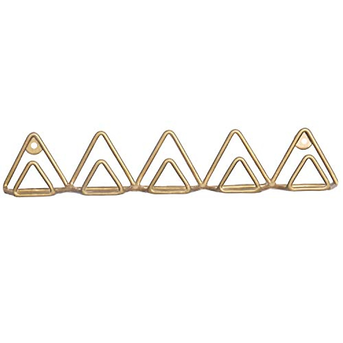 MyGift Modern Gold Metal Wall Key Rack Organizer for Wall with 5 Hooks and Triangle Design
