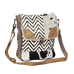 Myra Bag Rug & Patches Upcycled Canvas & Cowhide Shoulder Bag S-1370