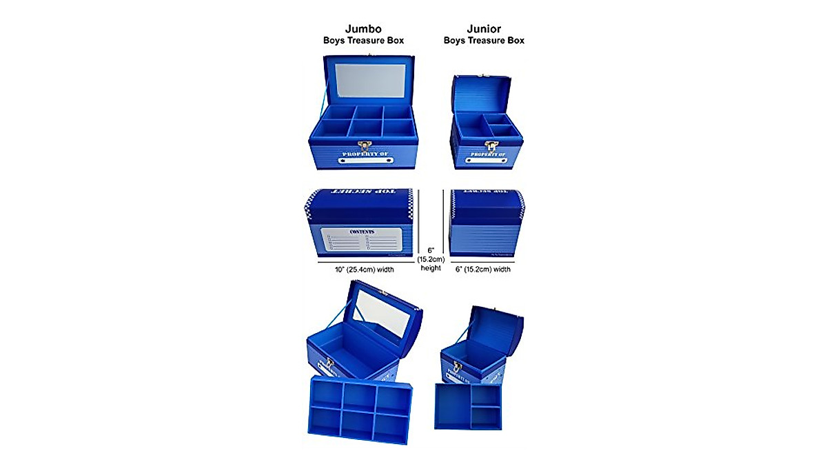 Superhero Blue Treasure Chest Box for Kids - Organize & Personalize