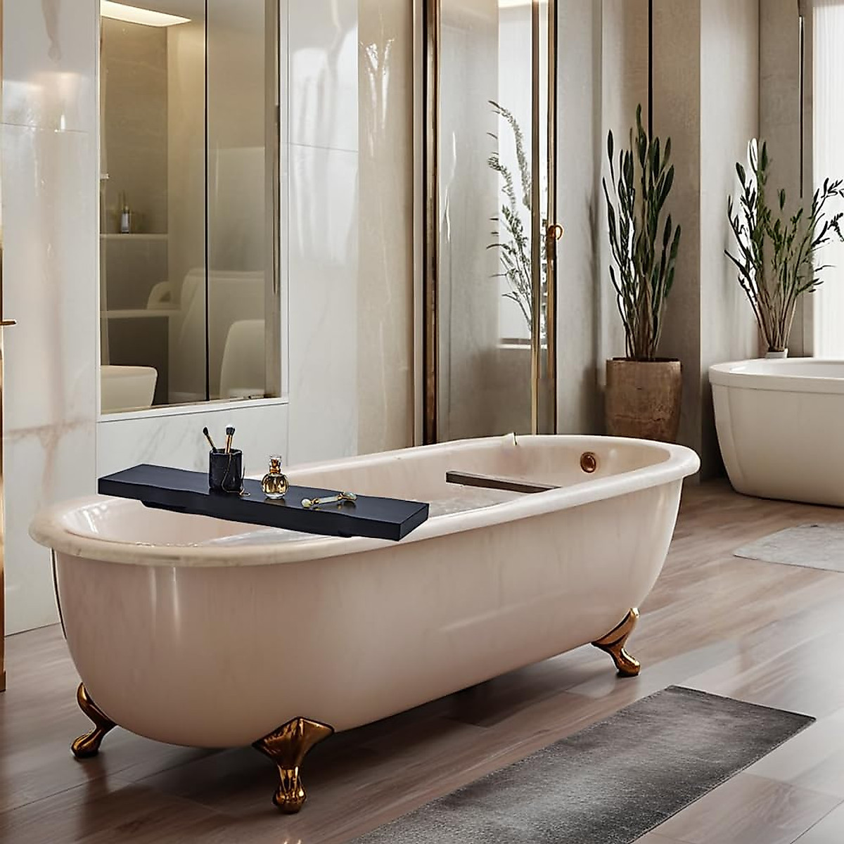 Generic Teak Wood Bath Caddy (Black)