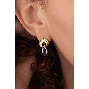 Skagen Women's Kariana Gold Tone Earrings With Crystal Accents, Two-Tone