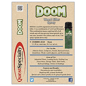 Quest Specialty Doom - 2,4-D Solvent-Based Weed Killer, Case of 12 (20 oz) Cans (4520)