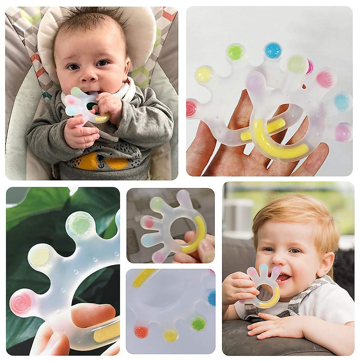 haakaa Baby Teething Toys Baby Teethers Toys for Babies Palm Silicone Teether Combo, Soothe Teething Pain and Itching Gums, BPA Free, 3M+