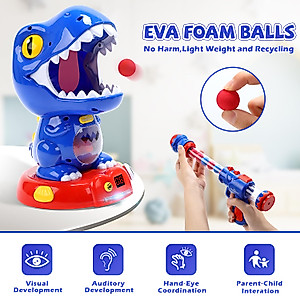 EagleStone Movable Dinosaur Toys for Kids 5-7, Spaying & Auto Scoring, Dino Shooting Target Game with 2 Pump Guns, 48 Foam Balls, Sound, Fun Gift for Boys & Girls, Party Favor