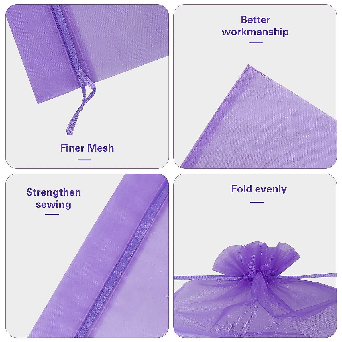 Zwish 50 Pack 8x12 Inch Organza Gift bag, 10 Mixed Color Large Mesh Drawstring Gift bag Pouch for Wedding Party Candy Toy Makeup Orchard