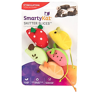 SmartyKat (5 Count Skitter Slices Plush Catnip Cat Toys - Multi Color, 5 Count