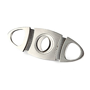 Alaska Bear® Cigar Cutter Stainless Steel Guillotine Double Cut Blade in Black Gift Pouch