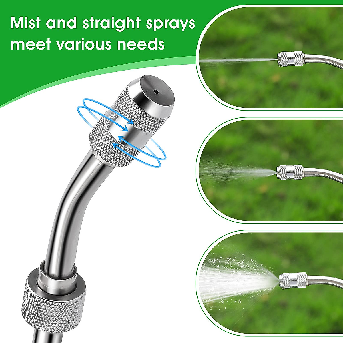 29 Inches Sprayer Wand, 3/8" & 1/4" Brass Barb Universal Sprayer Wand Replacement, Stainless Steel Sprayer Parts with Shut off Valve & 2 Hose Clamps, Spray Wands for Garden Hose