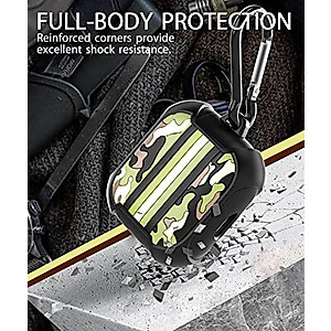 Tamiia Case Compatible with AirPods 3rd Generation (2021) Luminous Cover, Rugged Corner Design AirPods 3 Camo Case, Full-Body Shock Protective Cover with Keychain for AirPods 3 Charging Case, Black