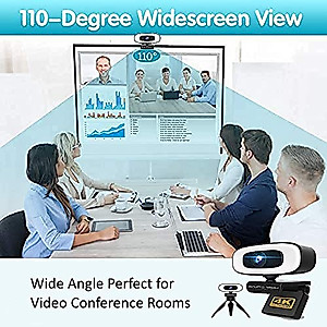 AVMPTECH 4K Webcam with Light & Microphone Autofocus USB Web cam w. Microphone Wide Angle Webcam for Desktop HD Streaming Camera for Computer Webcam Light usbc Privacy Cover & Webcam Tripod Webcam
