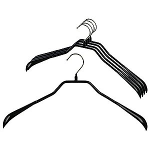 Mawa by Reston Lloyd BodyForm Series Non-Slip Space-Saving Clothes Hanger For Jackets, Suits & Coats, 16-1/2", Style 42/L, Set of 5, Black