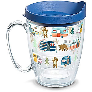 Tervis Plastic Made in USA Double Walled Trailer Bears Insulated Tumbler Cup Keeps Drinks Cold & Hot, 16oz Mug, Clear