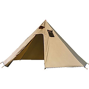 Ultralight 4 Person Tipi Hot Tent with Fire Retardant Stove Jack for Flue Pipes with 2 Doors Height 7.2FT
