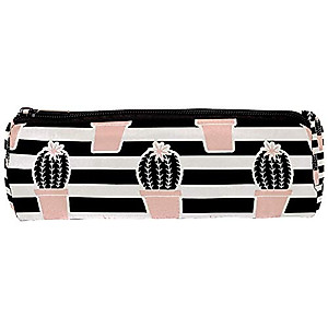 Hand Drawn Cactus Pattern Pencil Bag Pen Case Stationary Case Pencil Pouch Desk Organizer Makeup Cosmetic Bag for School Office