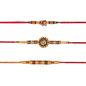 Sharvil Set 3 of Rakhi for Brother Bhaiya Bhabhi Raksha Bhandhan Rakhi Thread Bracelet Cotton Thread multi design
